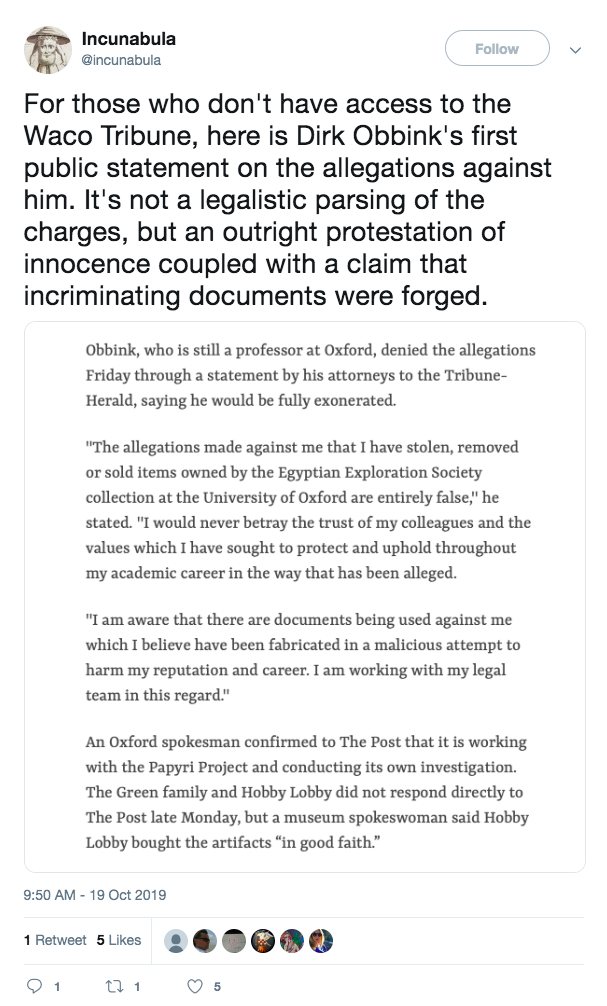 A Statement from Dirk Obbink | Variant Readings