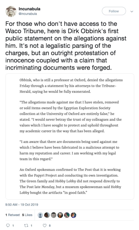 A Statement from Dirk Obbink | Variant Readings