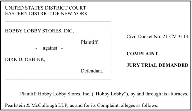 Hobby Lobby Inc. vs Dirk Obbink | Variant Readings